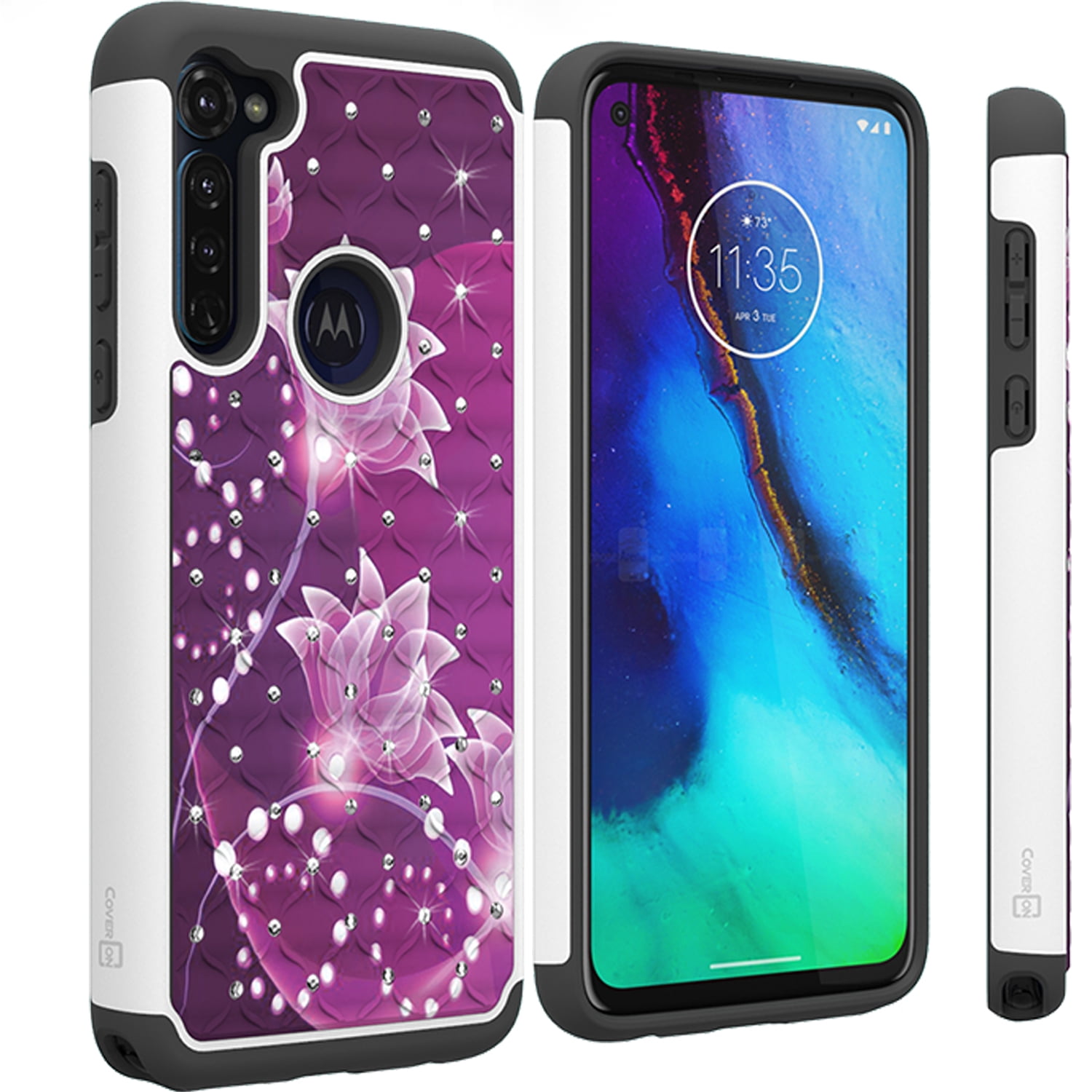 CoverON Motorola Moto G Stylus Case, Aurora Series Rhinestone Phone ...