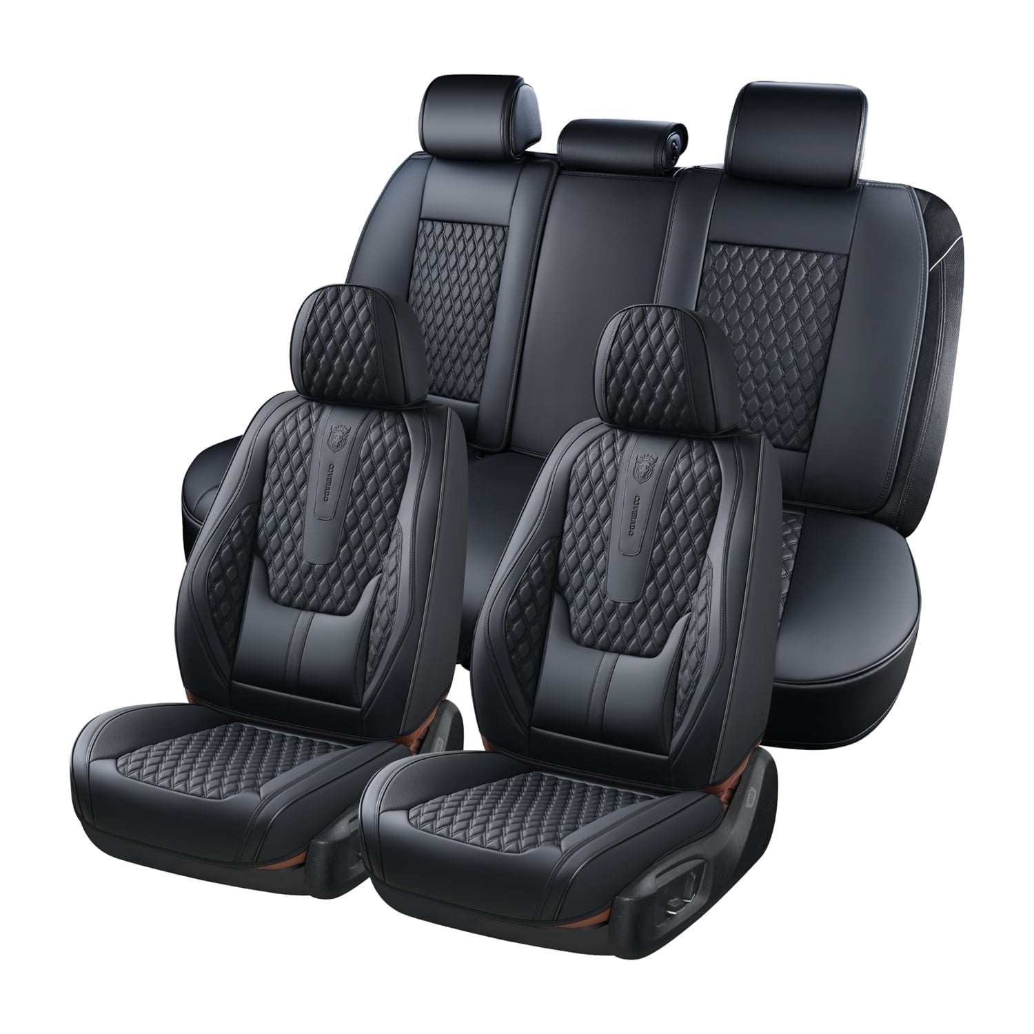 Coverado Premium Leather Car Seat Covers Full Set, 5 Seats, Universal ...