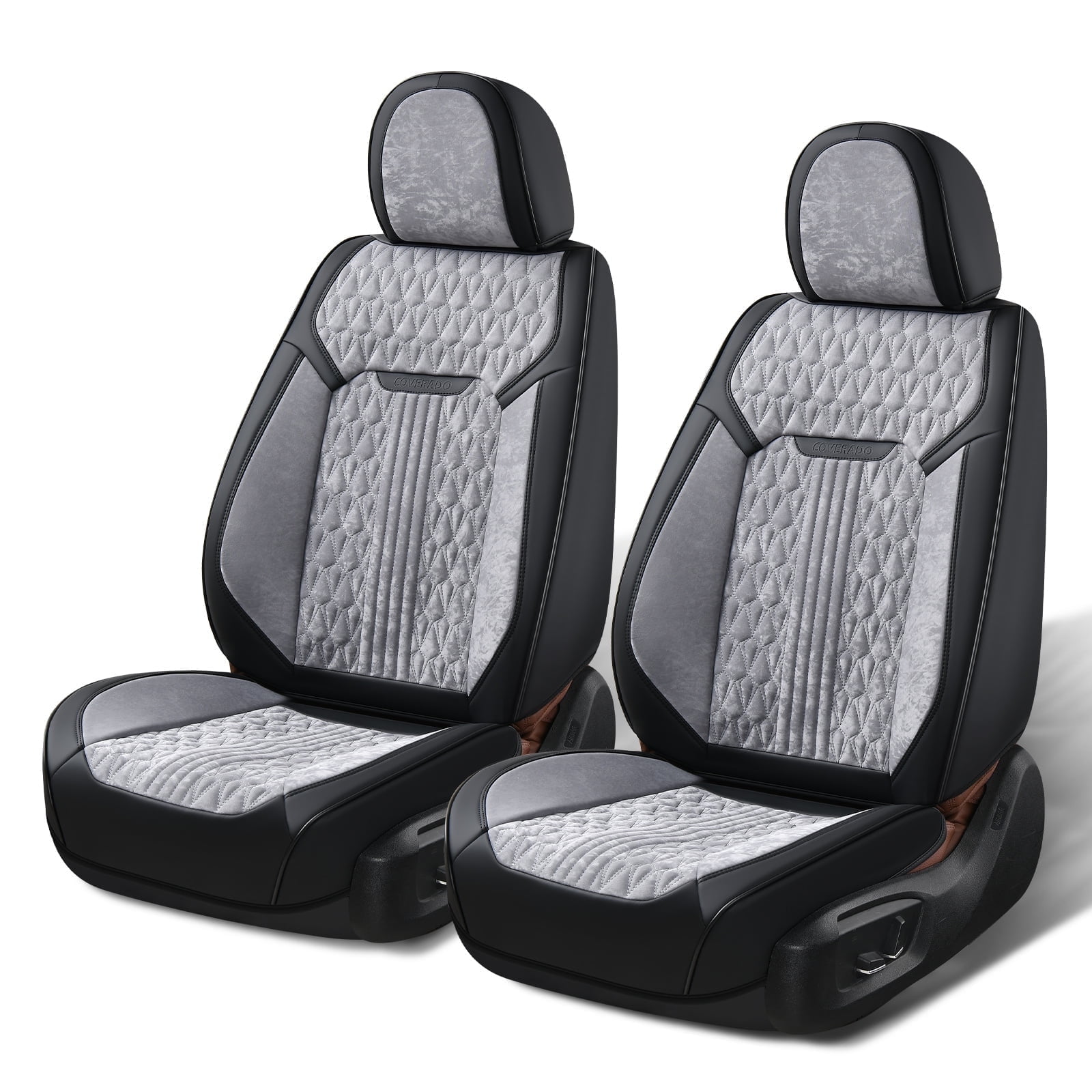 Coverado Car Seat Covers, Faux Leather & Iced Velvet, Universal Fit ...