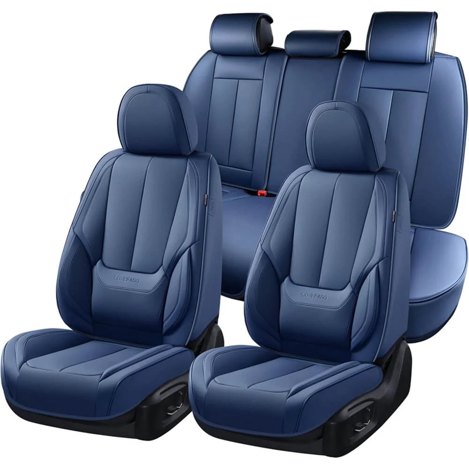 Coverado Blue Car Seat Covers Full Set, Waterproof Premium Leather ...