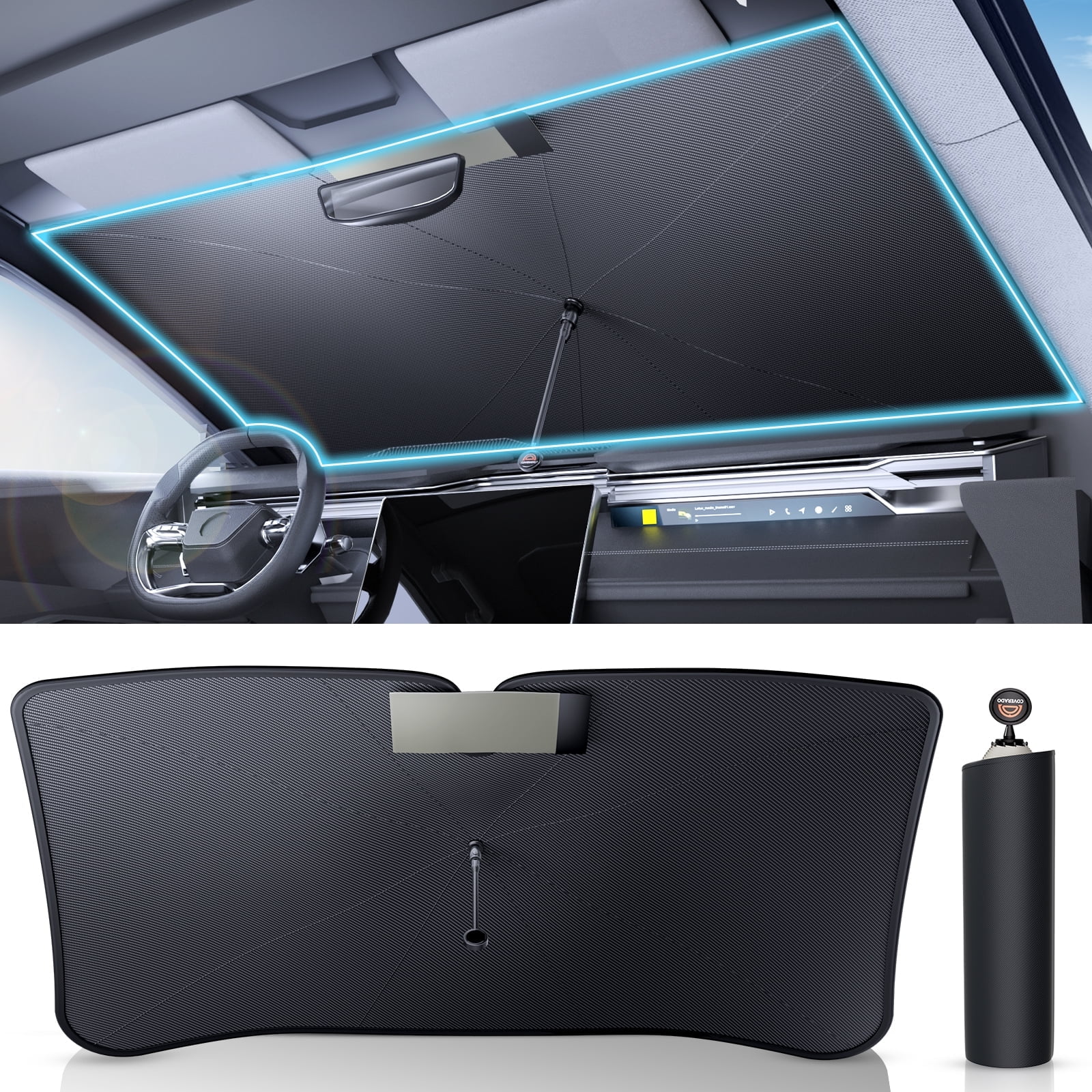 Coverado Car Windshield Sun Shade Umbrella, Foldable Car Windshield Sun ...