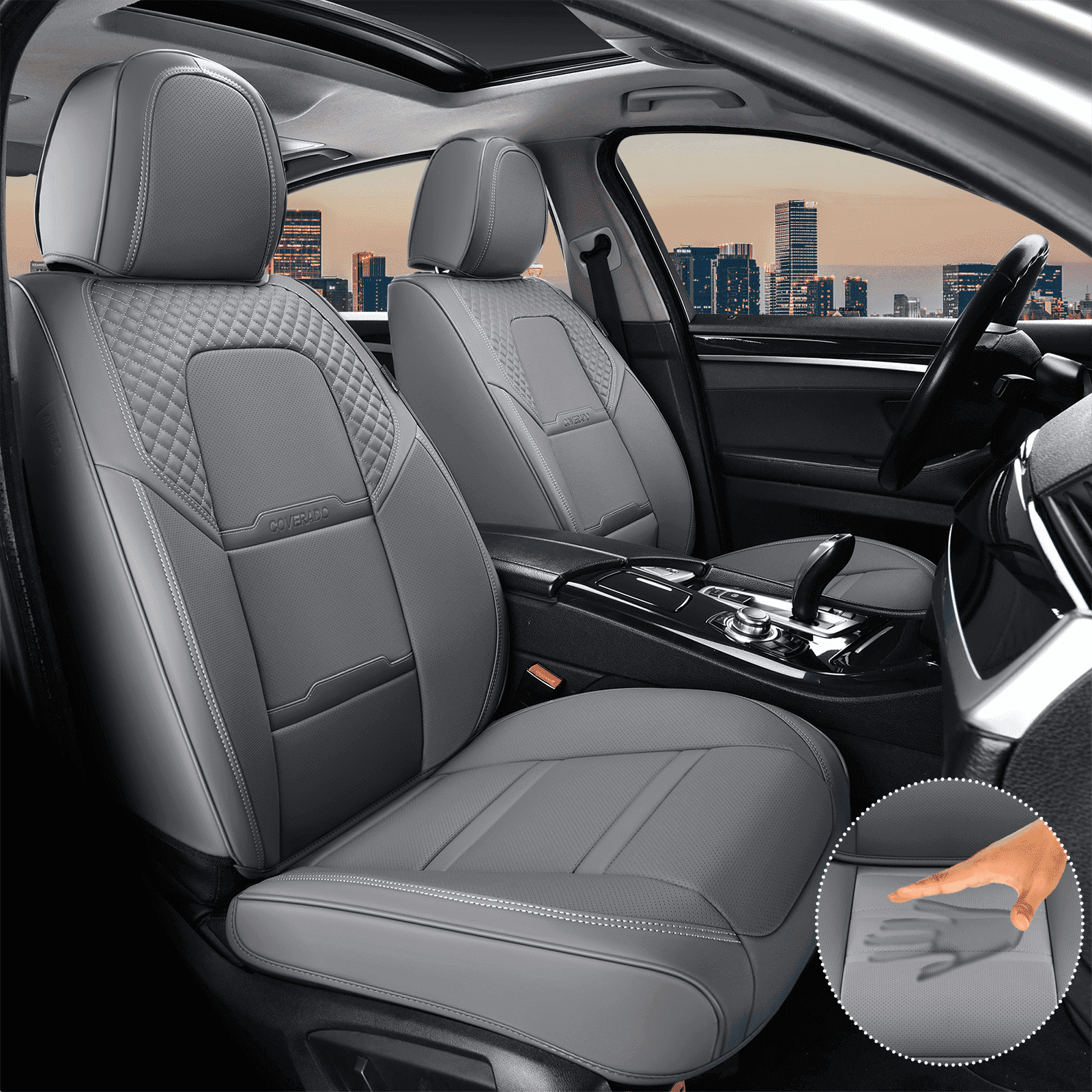 Coverado Front Car Seat Covers, Breathable Faux Leather Seat Protectors ...