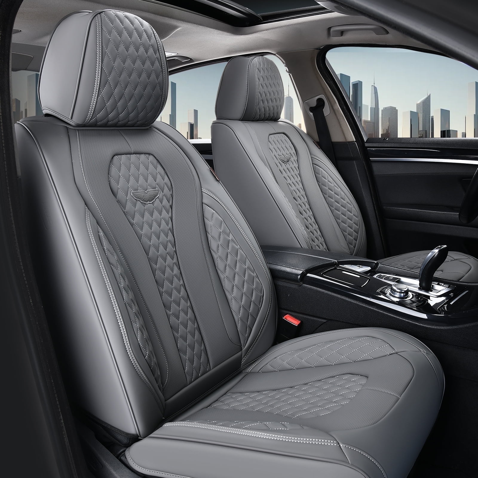 Coverado 2 Seats Front Car Seat Covers, Universal Fit, Premium Leather ...