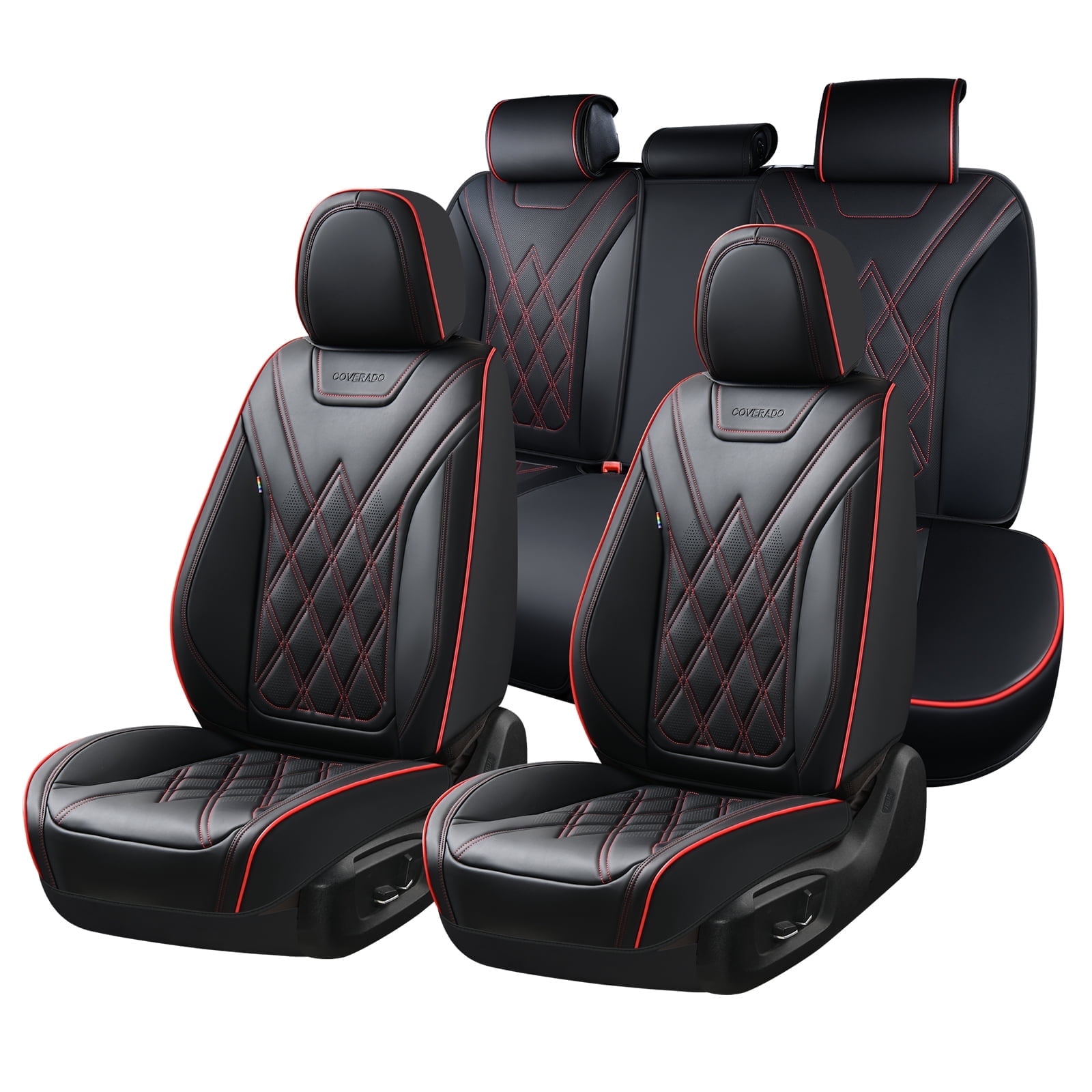 Coverado Full Set Covers For Cars, Waterproof Faux Leather Front and ...