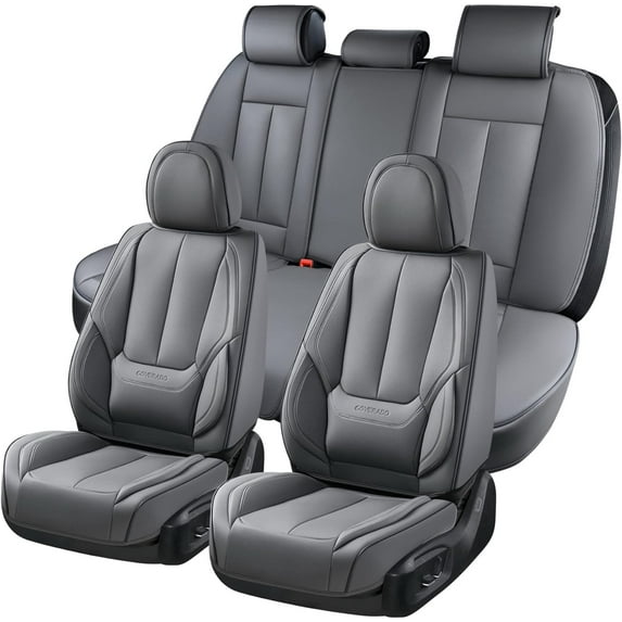 Coverado Seat Covers Full Set, Black Seat Covers for Cars 5 Seats, Car ...