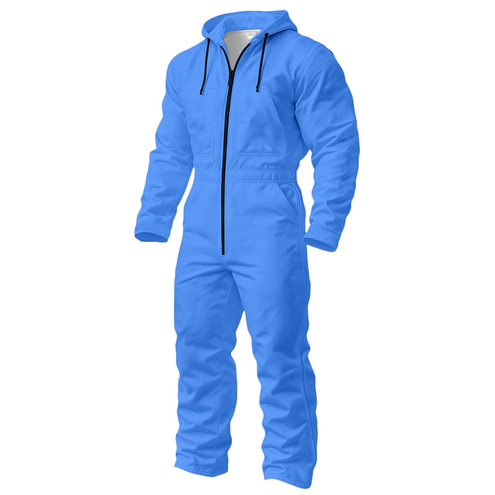 Coveralls for Men Solid Color Work Hooded Coverall Long Sleeve Outdoor ...
