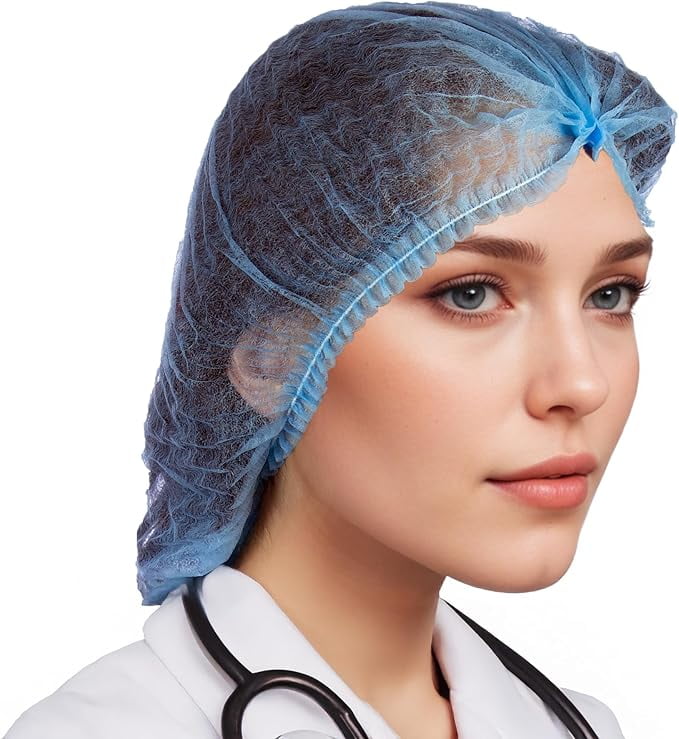 CoverallsDirect Disposable Pleated Bouffant Hair Nets, 21 Inches, 100 ...