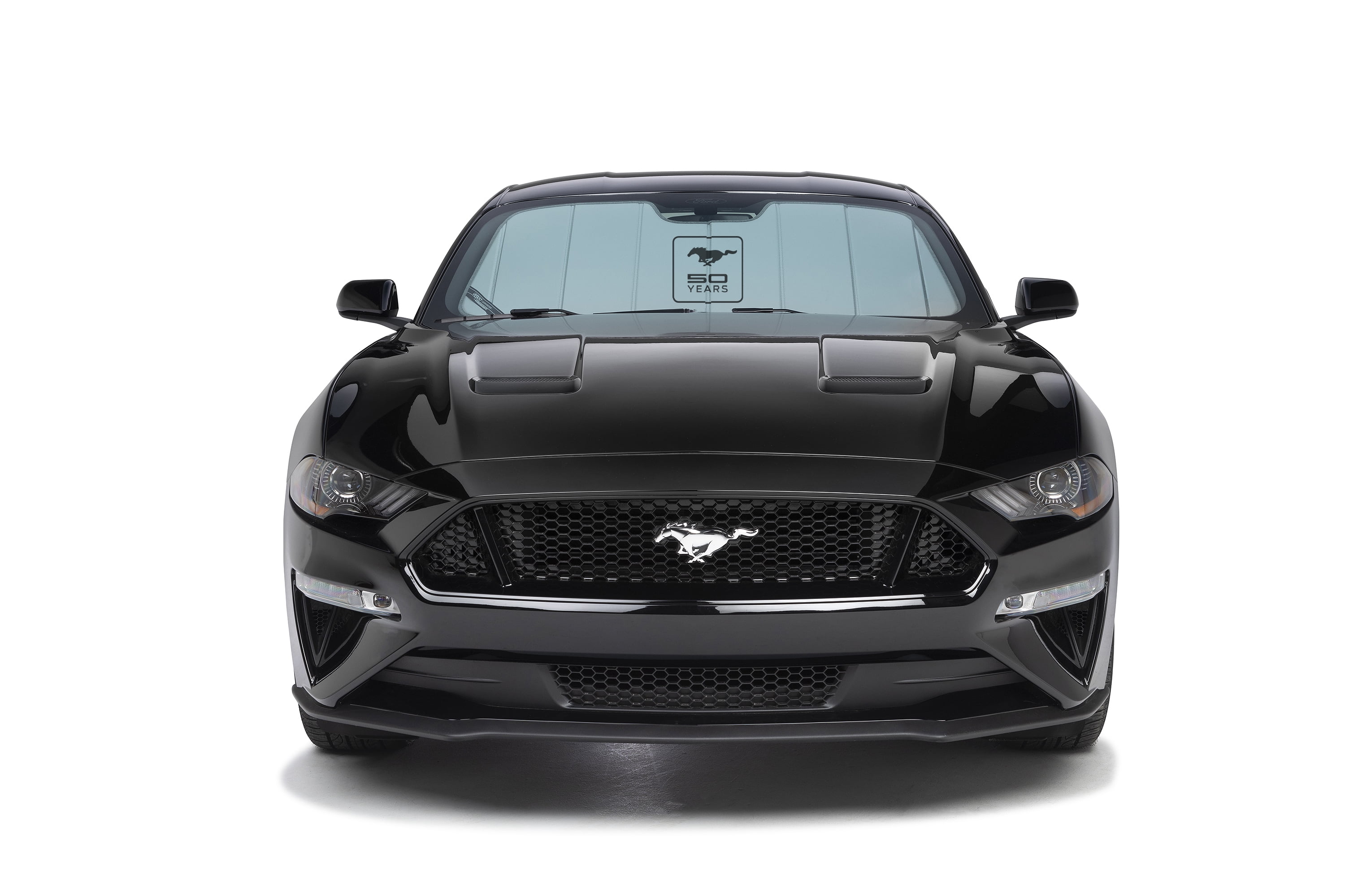 Covercraft UVS100 Custom Sunscreen with Black Mustang 50 Years Logo for ...