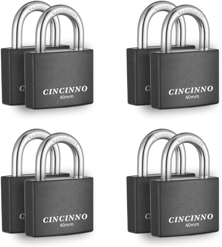 Covered Aluminum Padlock with Key, 8 Pack 1-9/16" Padlocks with Same ...