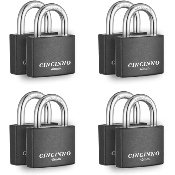 Covered Aluminum Padlock with Key, 8 Pack 1-9/16" Padlocks with Same ...