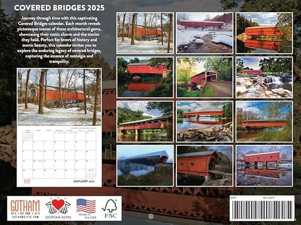 Covered Bridge Calendar 2025 Monthly Wall Calender 12 Month - Walmart.com