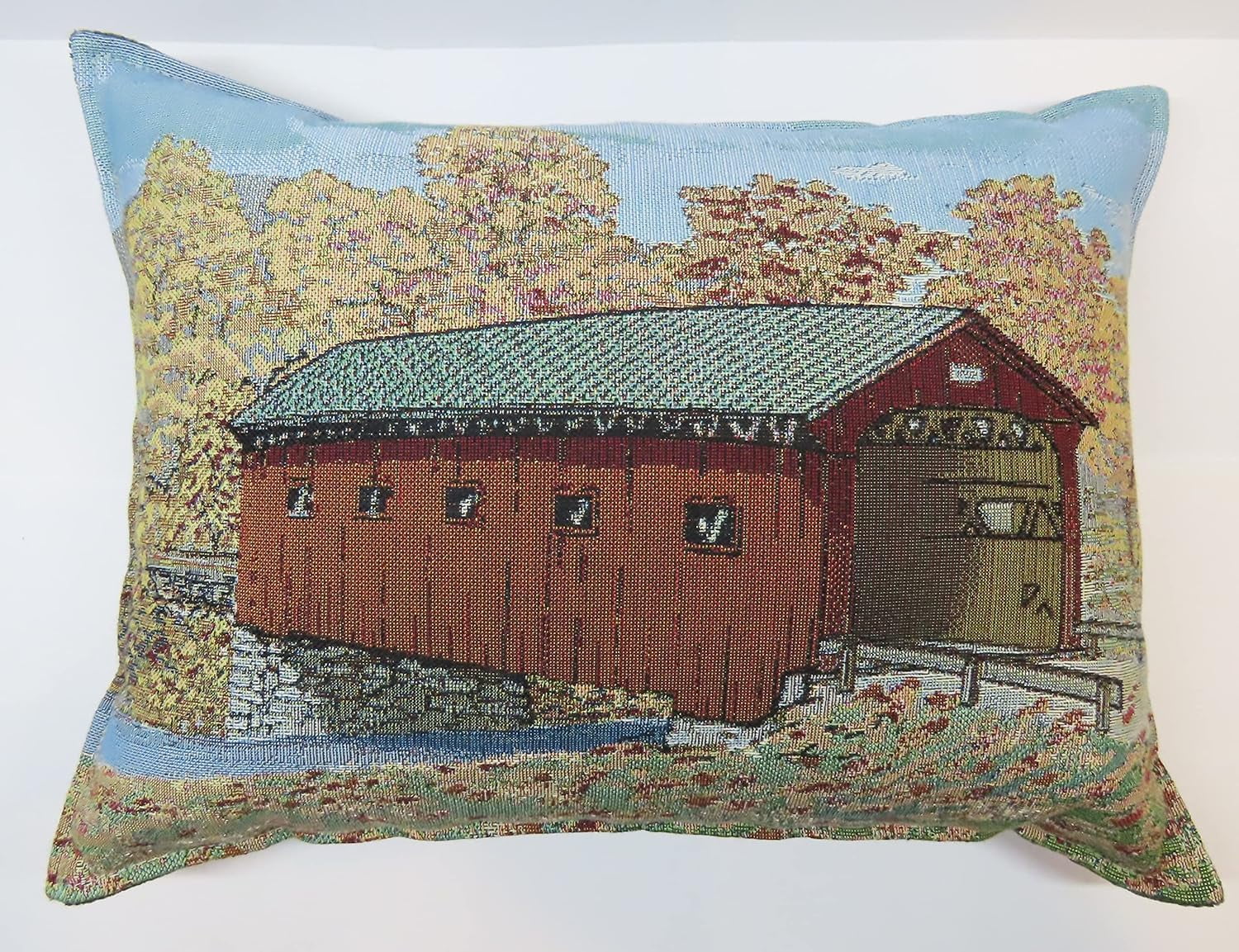 Covered Bridge Scene Tapestry 10 X14 Balsam Fir Filled Pillow Sachet ...