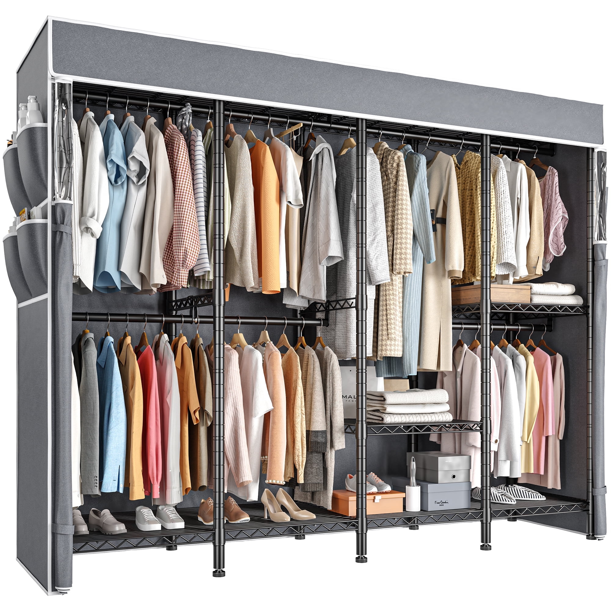 Covered Clothes Rack Loads 1100LBS, Heavy Duty Clothing Rack with ...