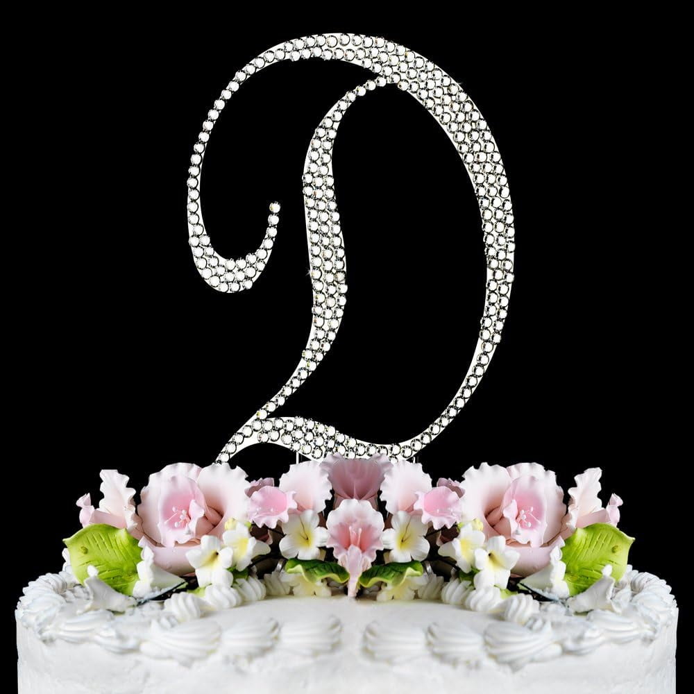 Covered Crystal Silver Wedding Cake Toppers ~ LARGE Letter D by ...
