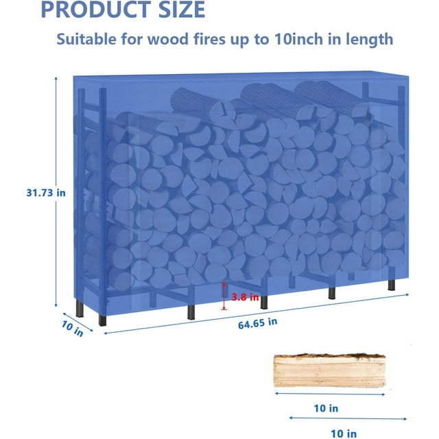 Covered Firewood Rack Outdoor Indoor Heavy Duty Log Stand Adjustable ...