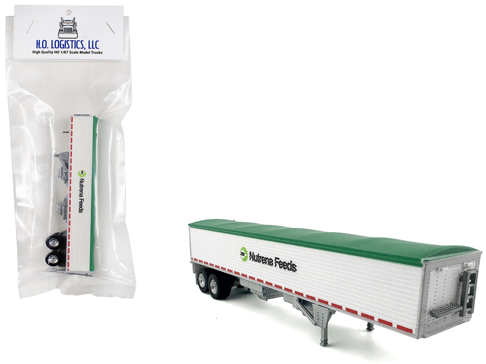 Covered Grain Trailer White with Green Tarp "Nutrena Feeds" 1/87 (HO ...
