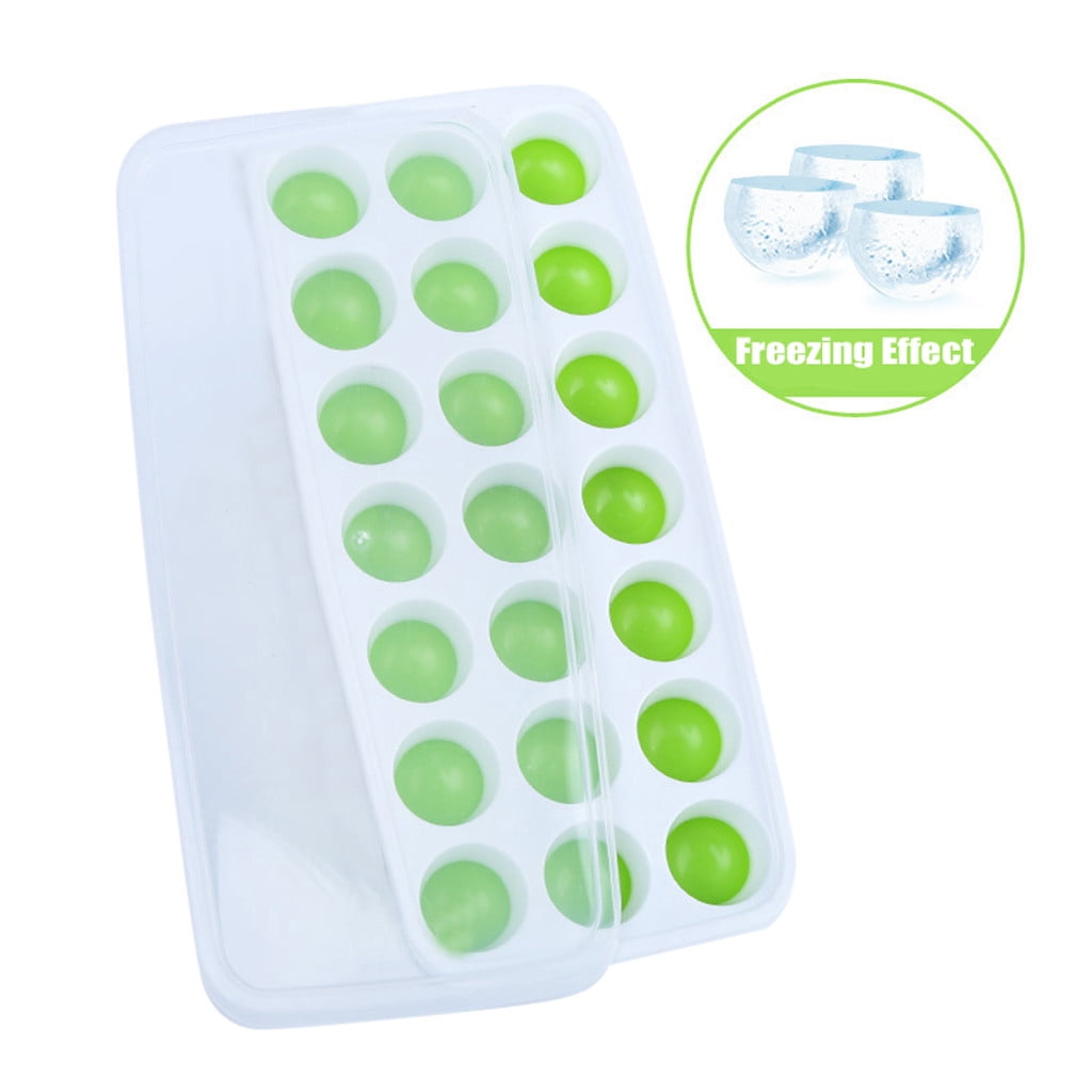 Covered Ice Tray Set With 21 Ice Cubes Molds Flexible Rubber Plastic ...