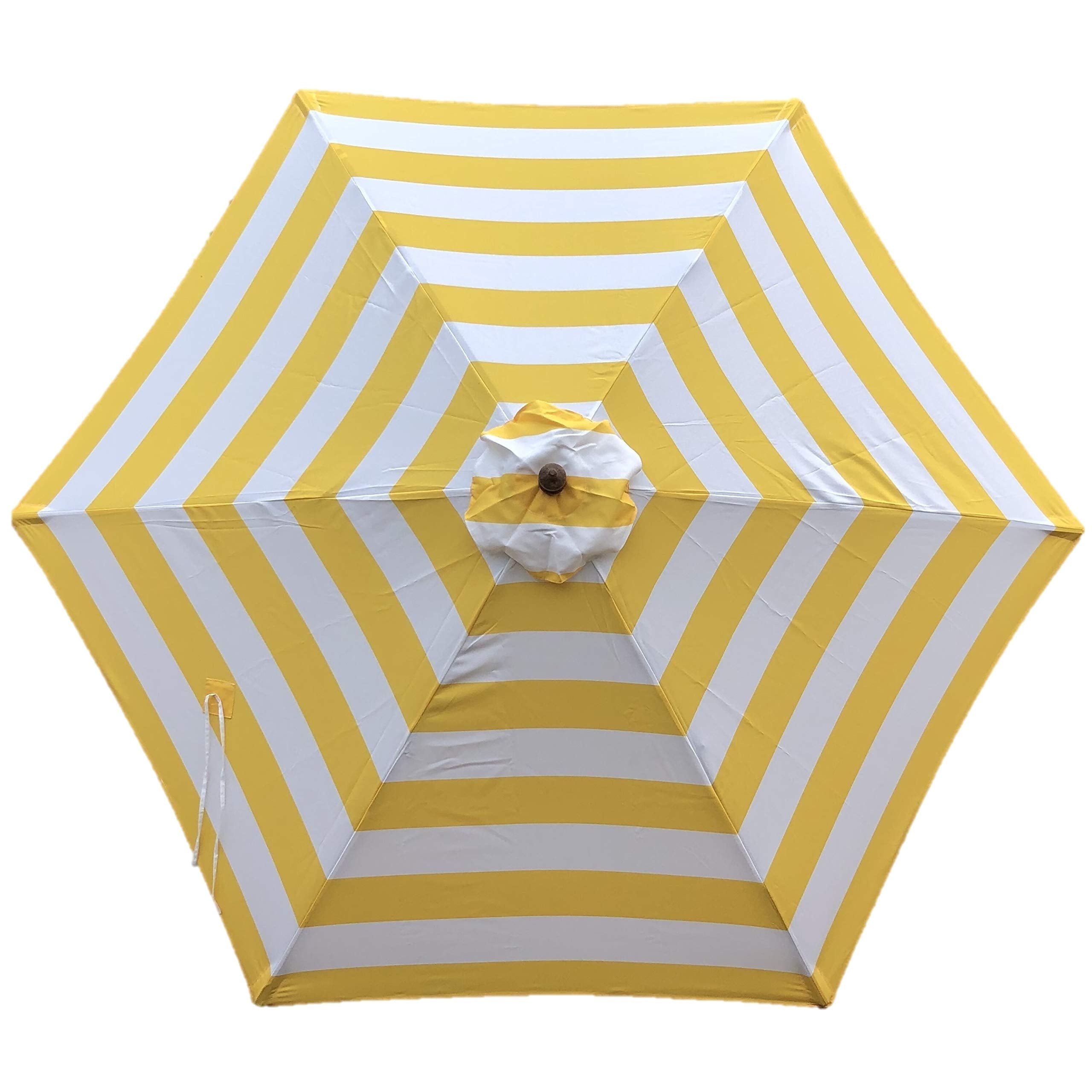 Covered Living 9ft Yellow and White Striped Patio Umbrella Canopy ...