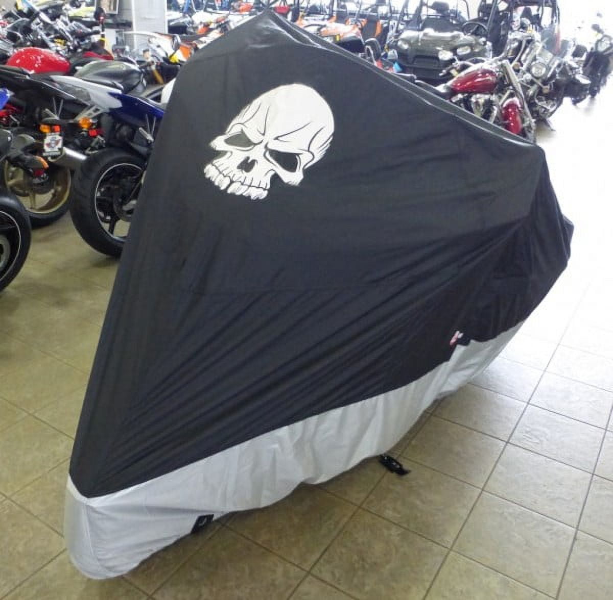 Covered Living Deluxe all season Motorcycle cover SKULL logo in Black ...