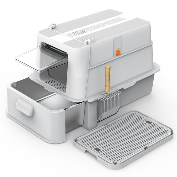 Enclosed Stainless Litter Box with Odor Control, Modular Design with ...