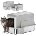 Covered Stainless Steel Litter Box, Extra Large Enclosed Cat Litter ...