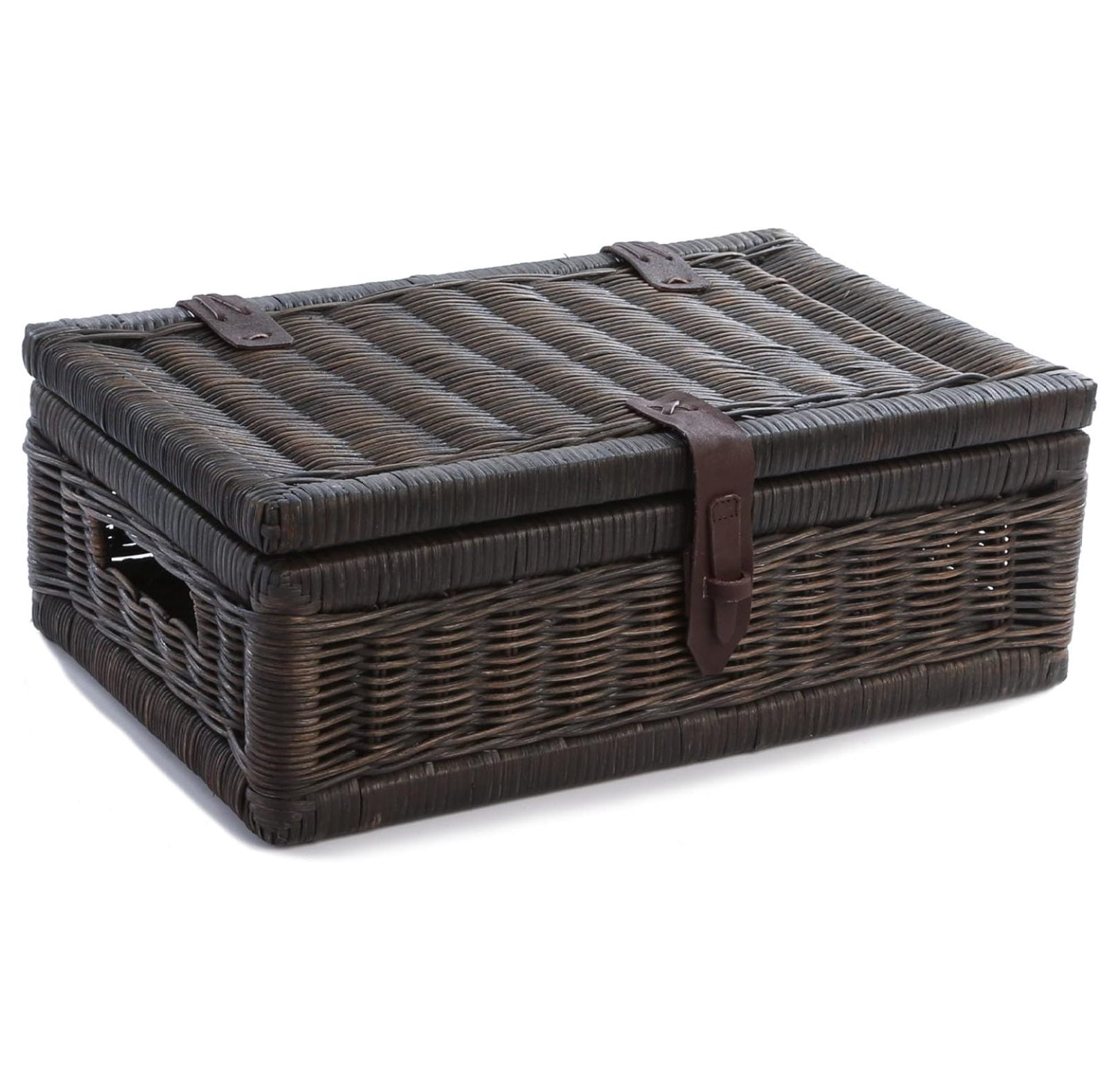 Covered Wicker Storage Basket, Small, 17 in L x 11 in W x 6 in H ...