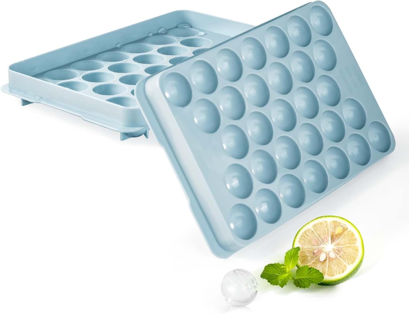 Covered and boxed ice tray - circular ice tray for freezer, BPA free ...