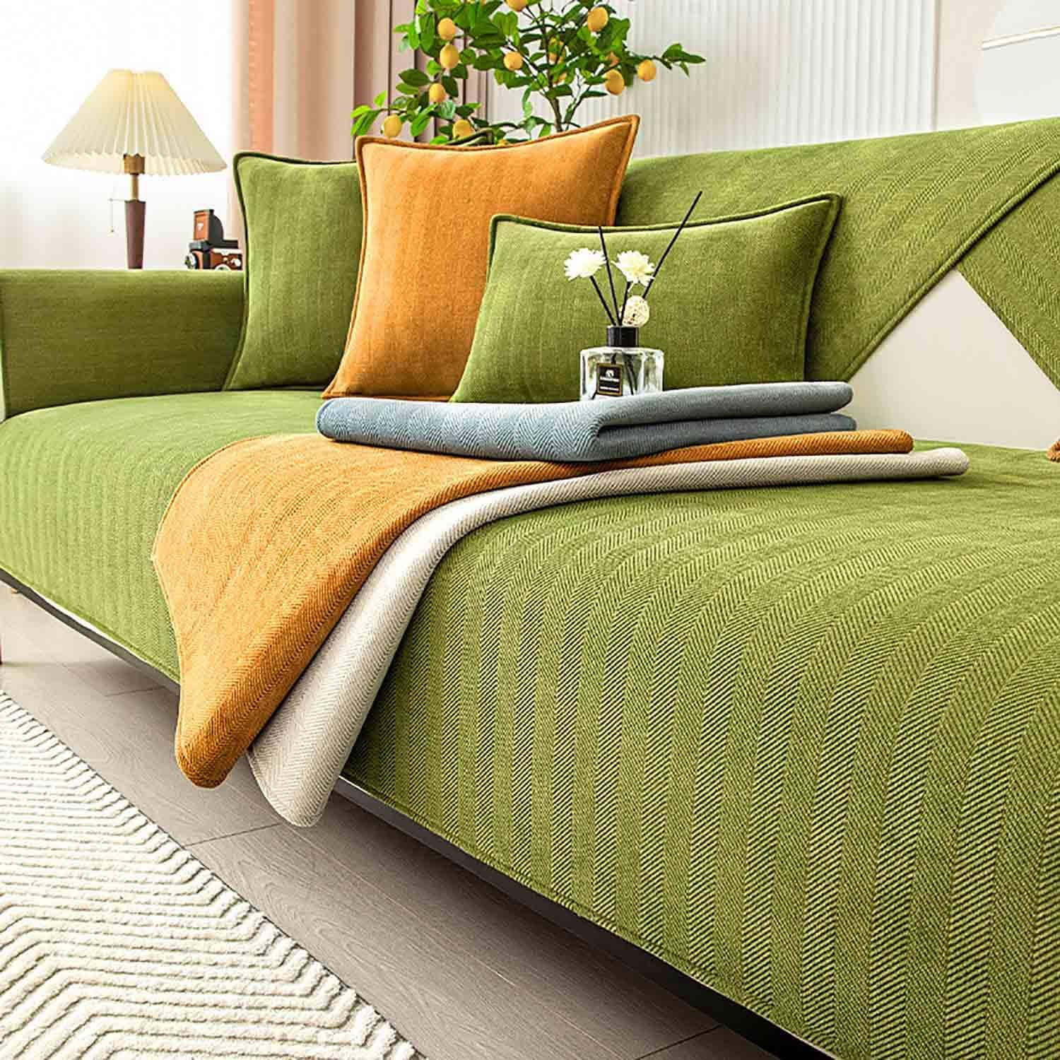 Coverfect Herringbone Chenille Sofa Cover, Sofa covers soothing home ...