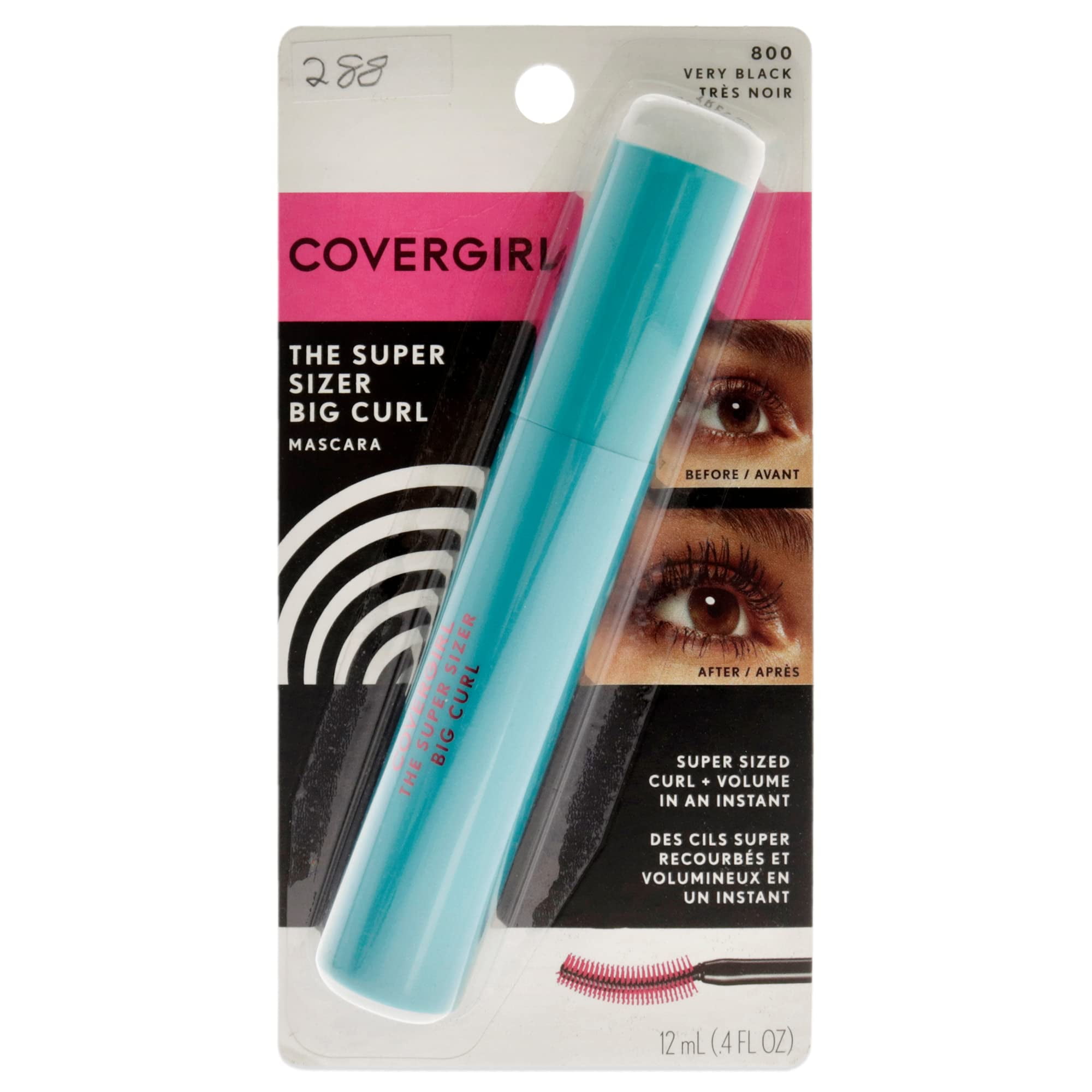 Covergirl Super Sizer Big Curl Regular Mascara, Very Black 800, 0.4 ...