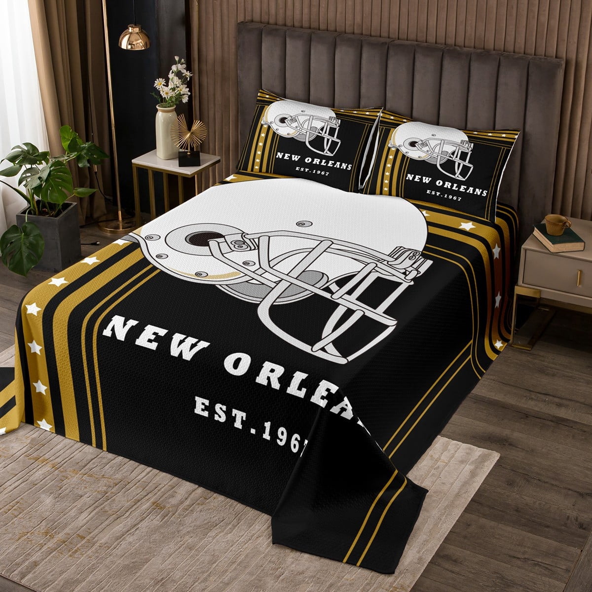 Coverlet Set Football Sports Bedspread Set Twin, American Football City ...