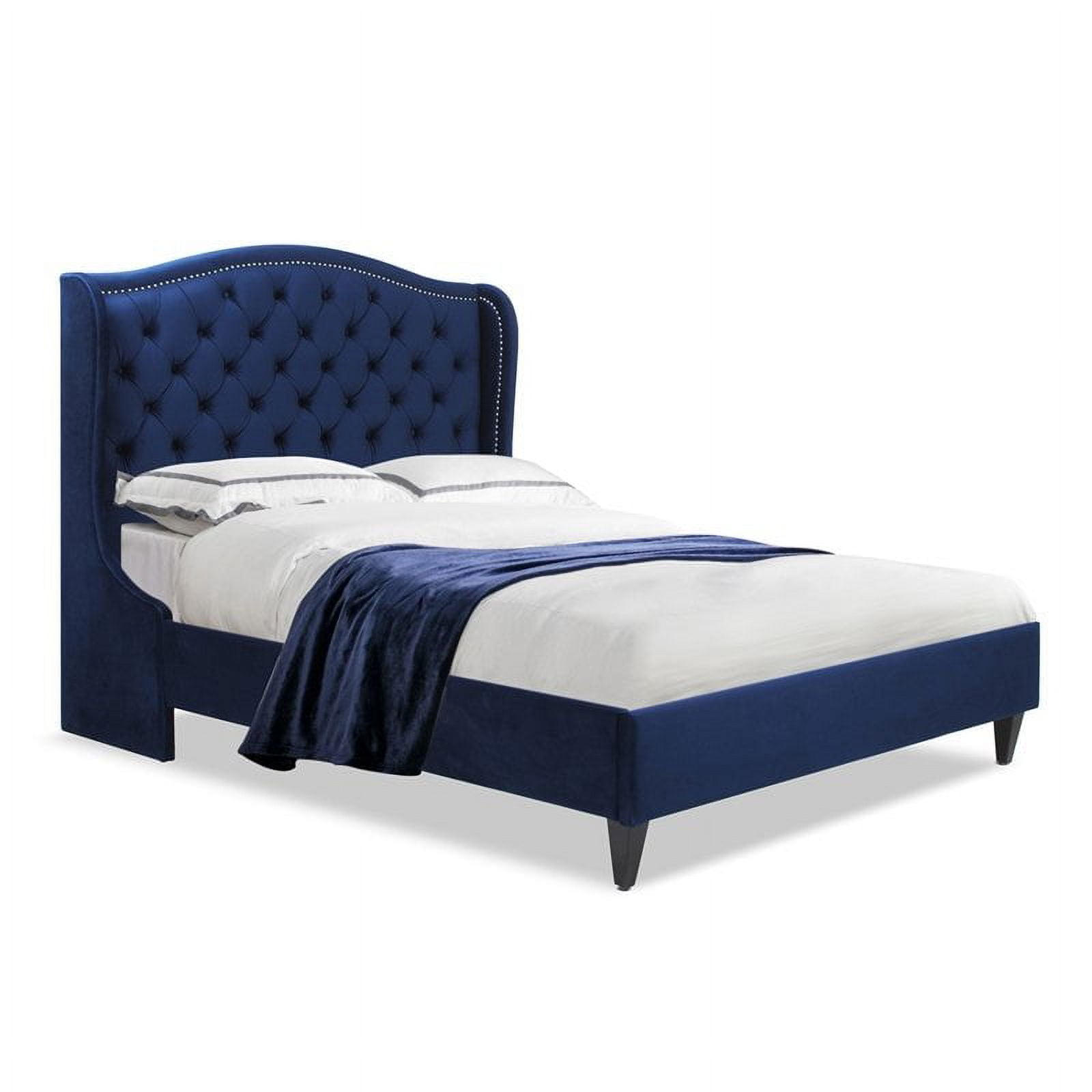 Coverley Tufted Wingback Platform Bed, Queen, Navy Blue - Walmart.com