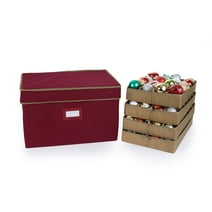 mDesign Square Gift-Wrap or Ornament Storage Box, Handles, 2 Pack ...