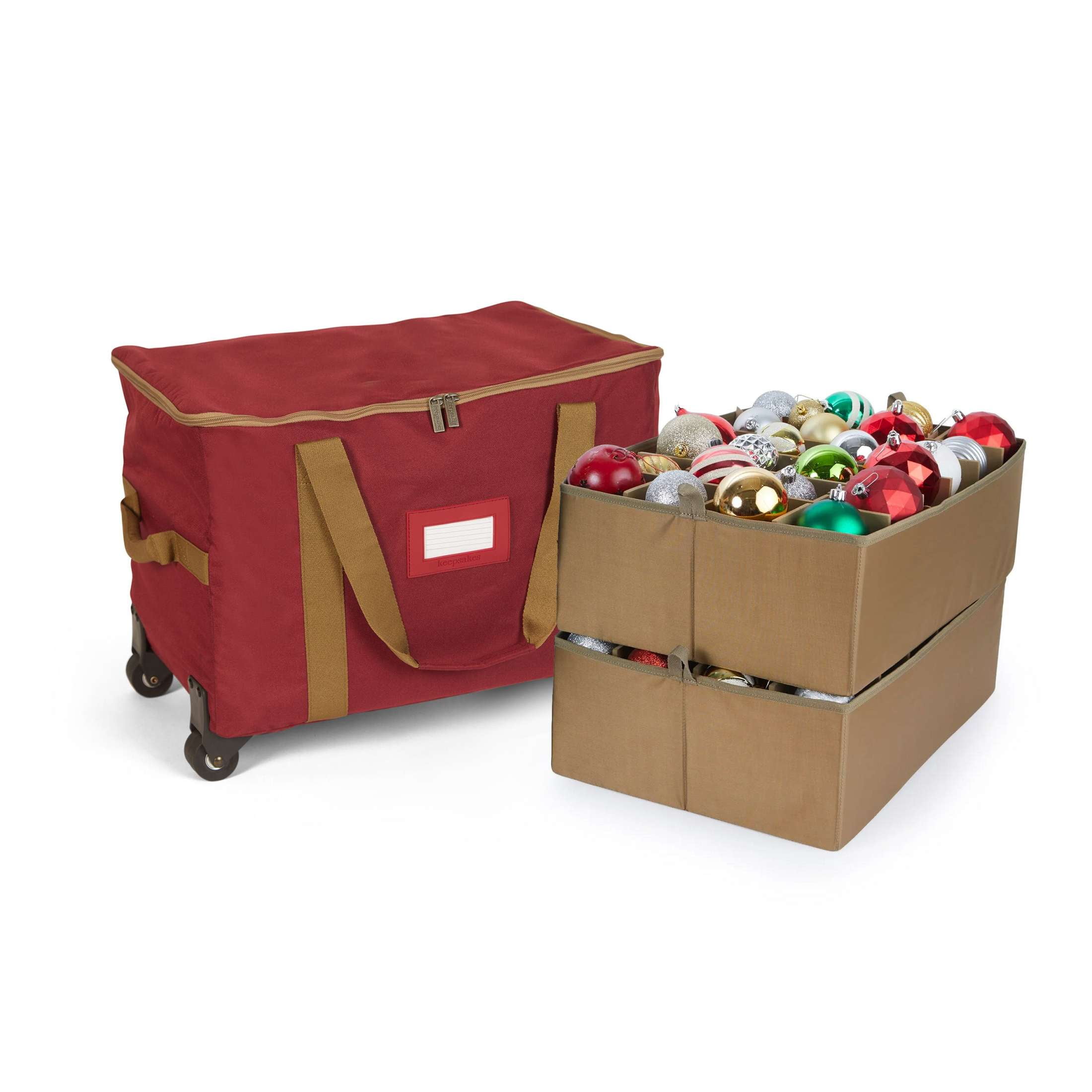 Covermates Rolling Adjustable Ornament Storage Bag – 48 Tall Ornaments ...