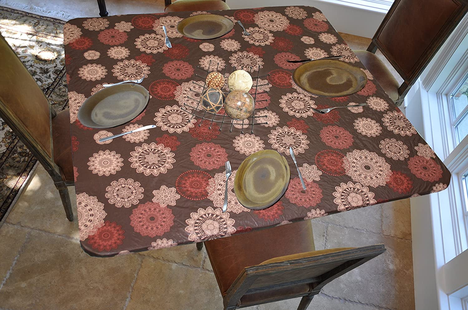 Deluxe Elastic Edge Waterproof Table Cover fits 46" Square Tables ...