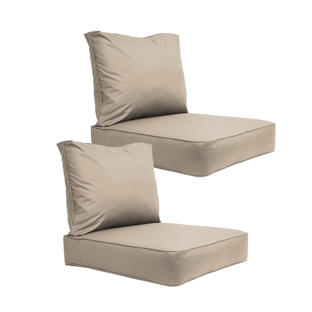 Weatherproof Outdoor Seat Cushion Set for Patio Furniture, Pack of 2 ...