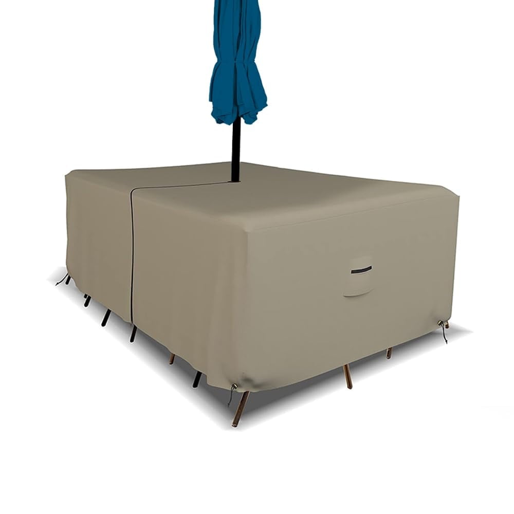 Covers & all Rectangle Table & Chair Set Cover, Umbrella Hole, 12 Oz ...