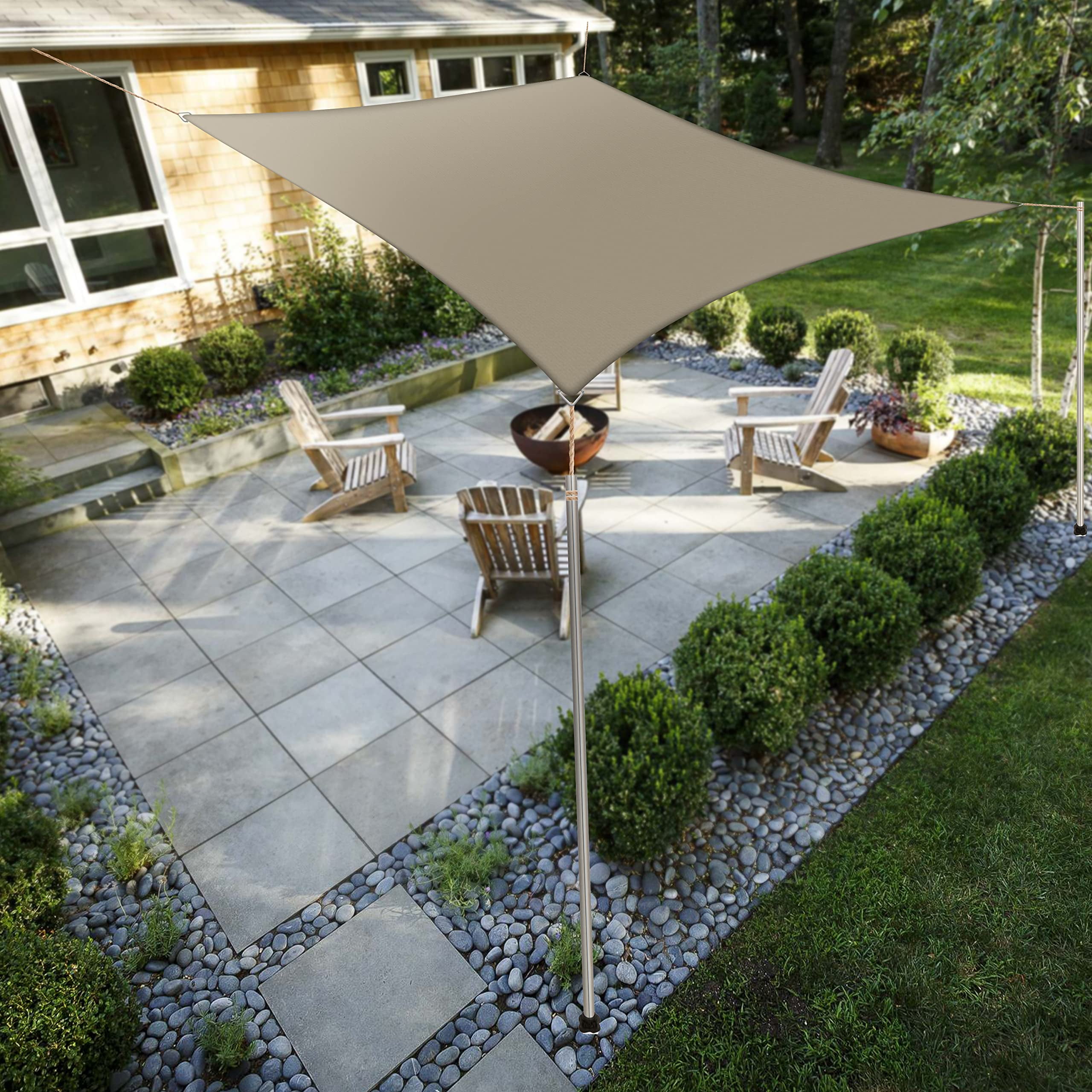 Covers & all Square Waterproof Sun Shade Sail with 4mm Cable at Edges ...