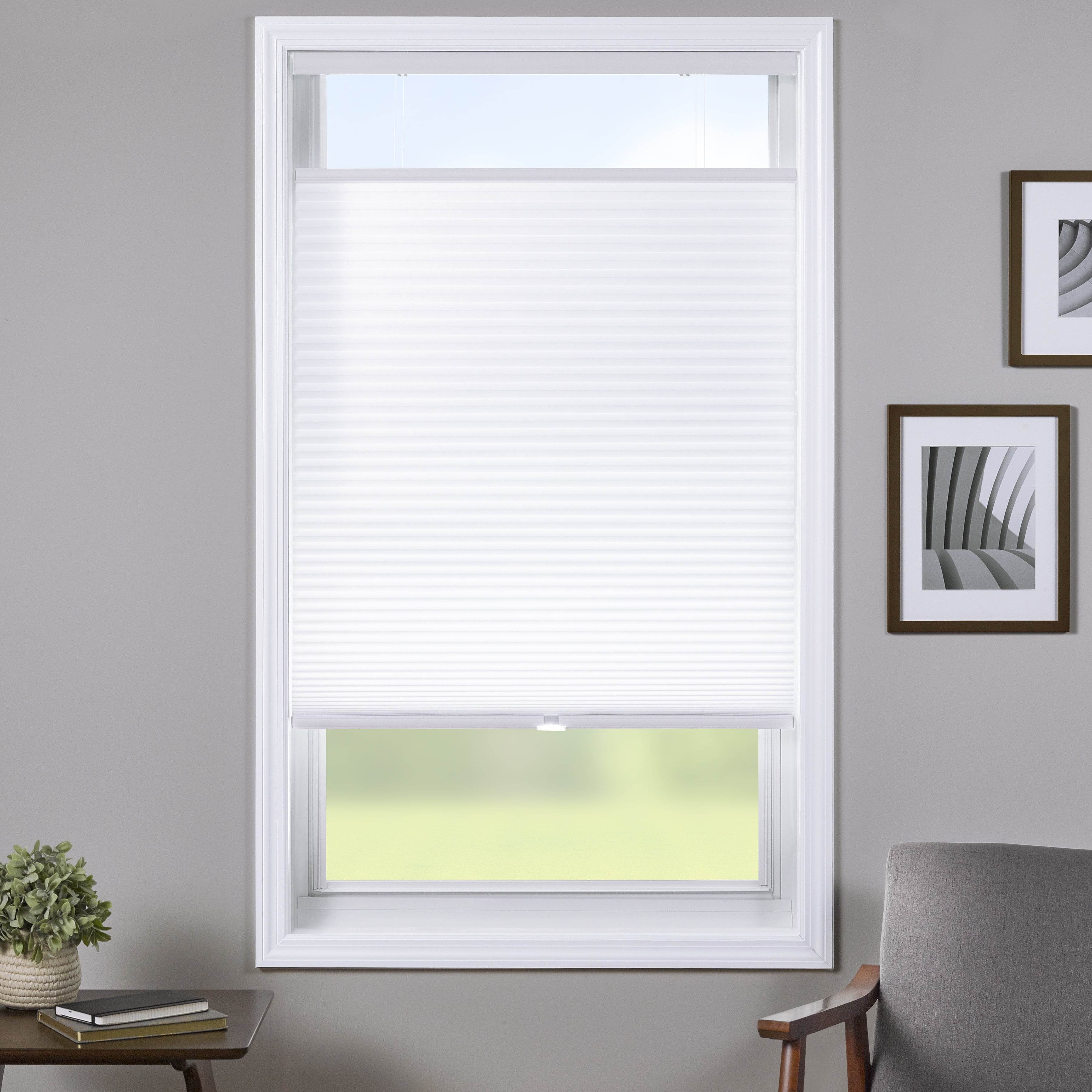 Coverscaped Top-Down Bottom-Up Cellular Shade, Light Filtering White ...