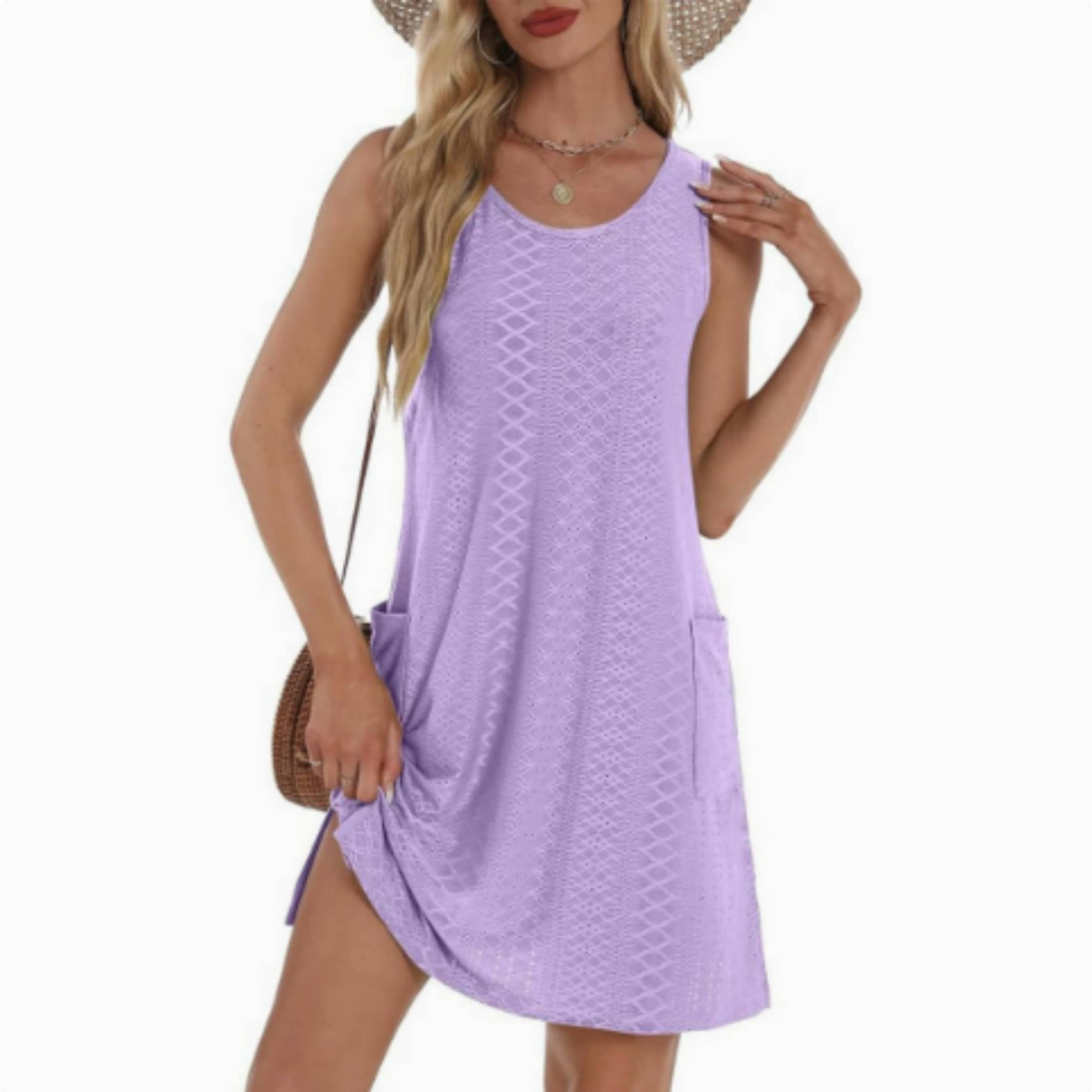 Coverup Summer Dresses for Women 2026 Eyelet Casual Loose Sleeveless ...