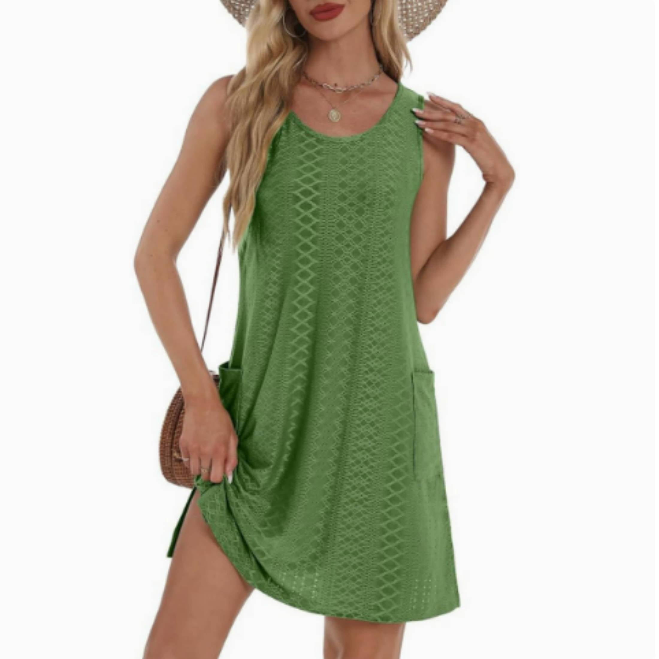 Coverup Summer Dresses for Women 2026 Eyelet Casual Loose Sleeveless ...