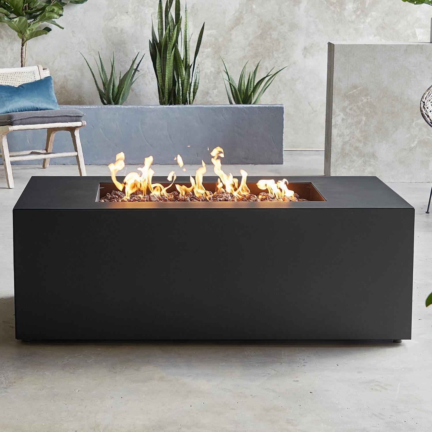 Lakeview Outdoor Designs 58" Covewood Rectangular Aluminum Propane Fire ...