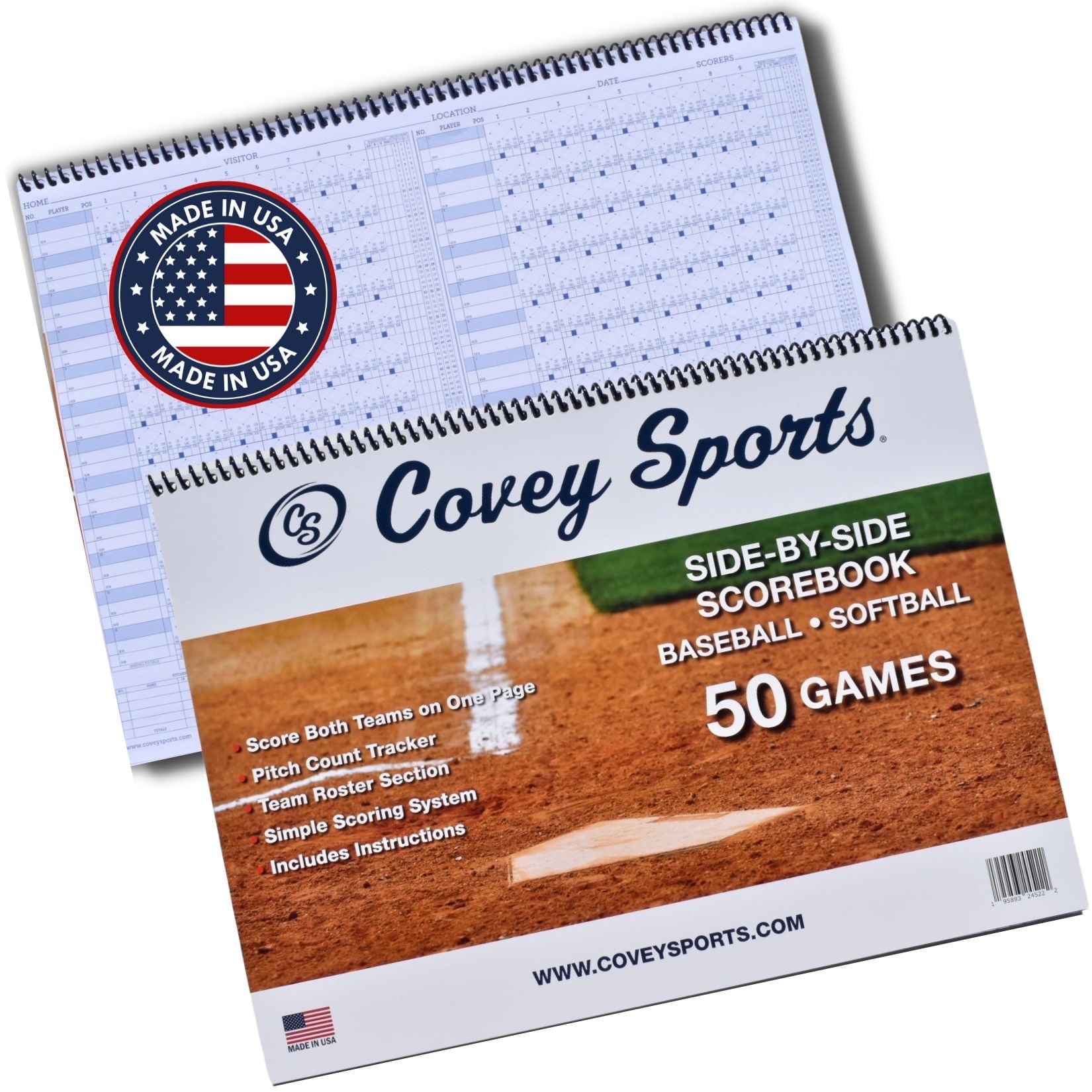 Covey Sports Side-by-Side Baseball Scorebook & Softball Scorebook, 50 ...
