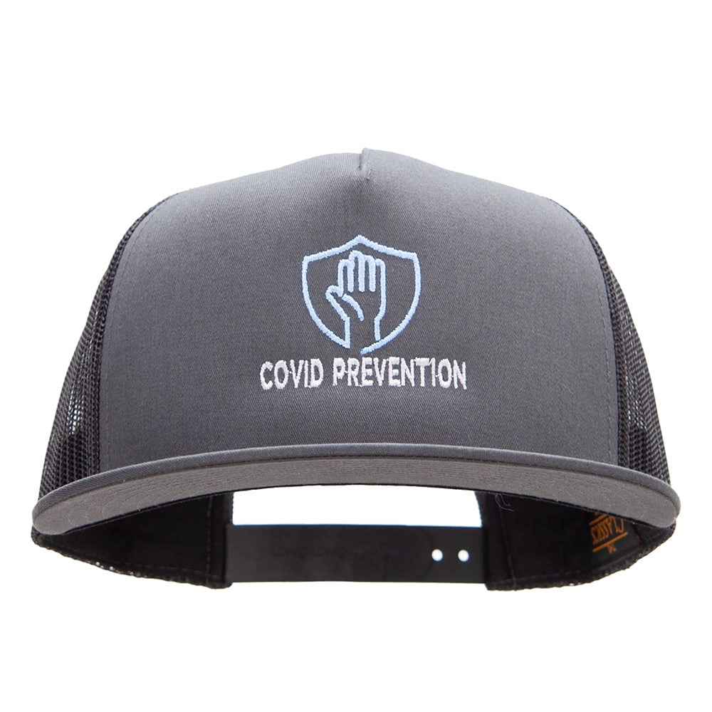 Covid Prevention Embroidered Mesh Trucker Cap - Charcoal OSFM - Walmart.com