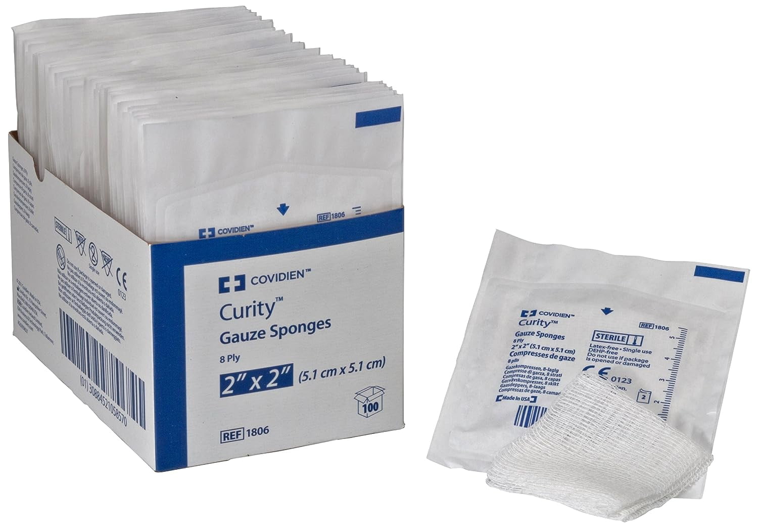 Covidien 1806 Sterile Guaze 2 In X 2 In (3 Packs of 100) - Walmart.com