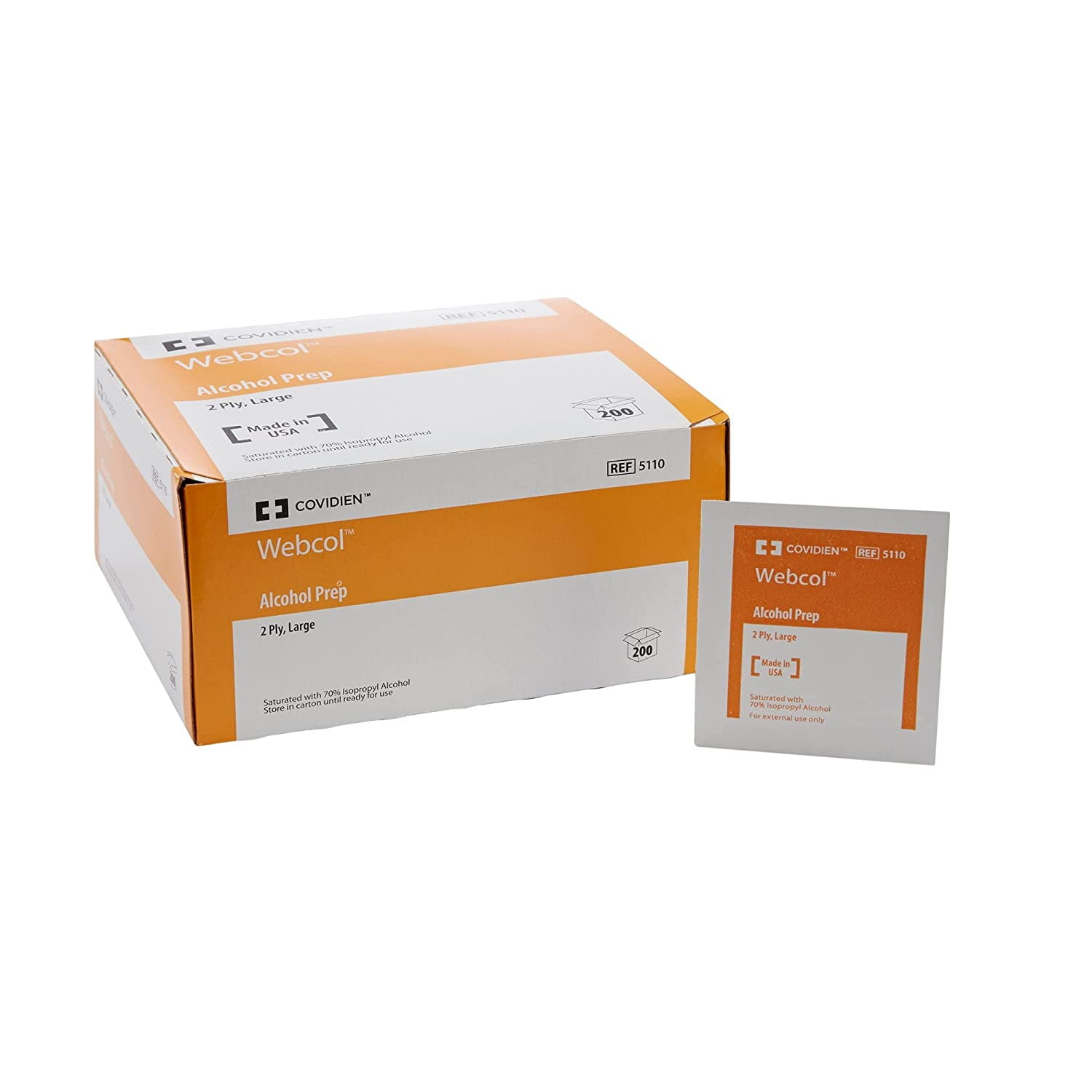 Covidien 5110 Webcol Alcohol Prep, Sterile, Large, 2-ply, 200 Count ...