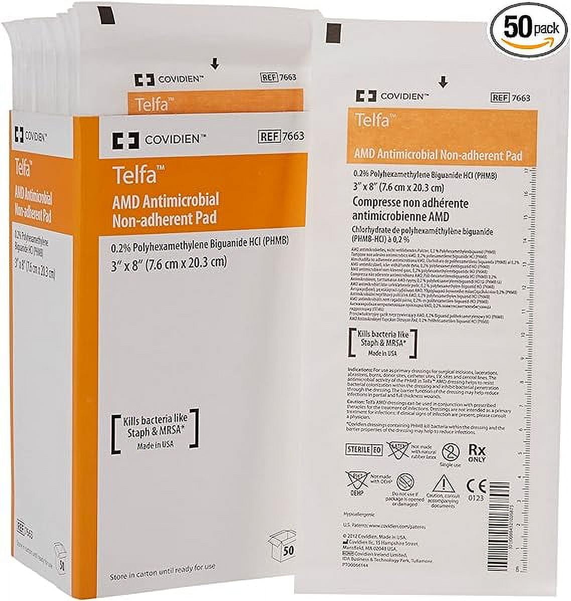 Telfa Amd Antimicrobial Dressing, 3" X 8" Rectangle Each (1 Each ...