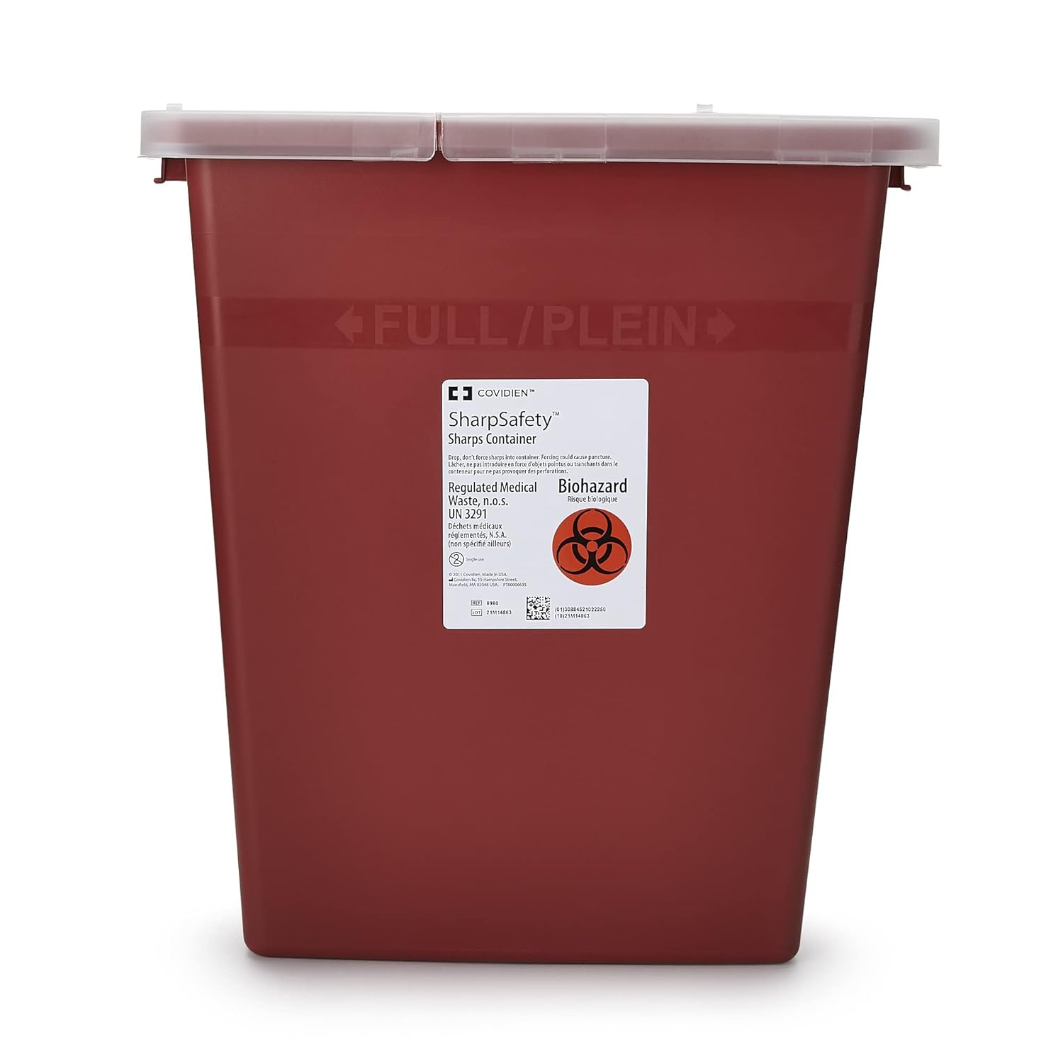 Covidien 8980 SharpSafety Sharps Container Hinged Lid, 8 gal Capacity ...