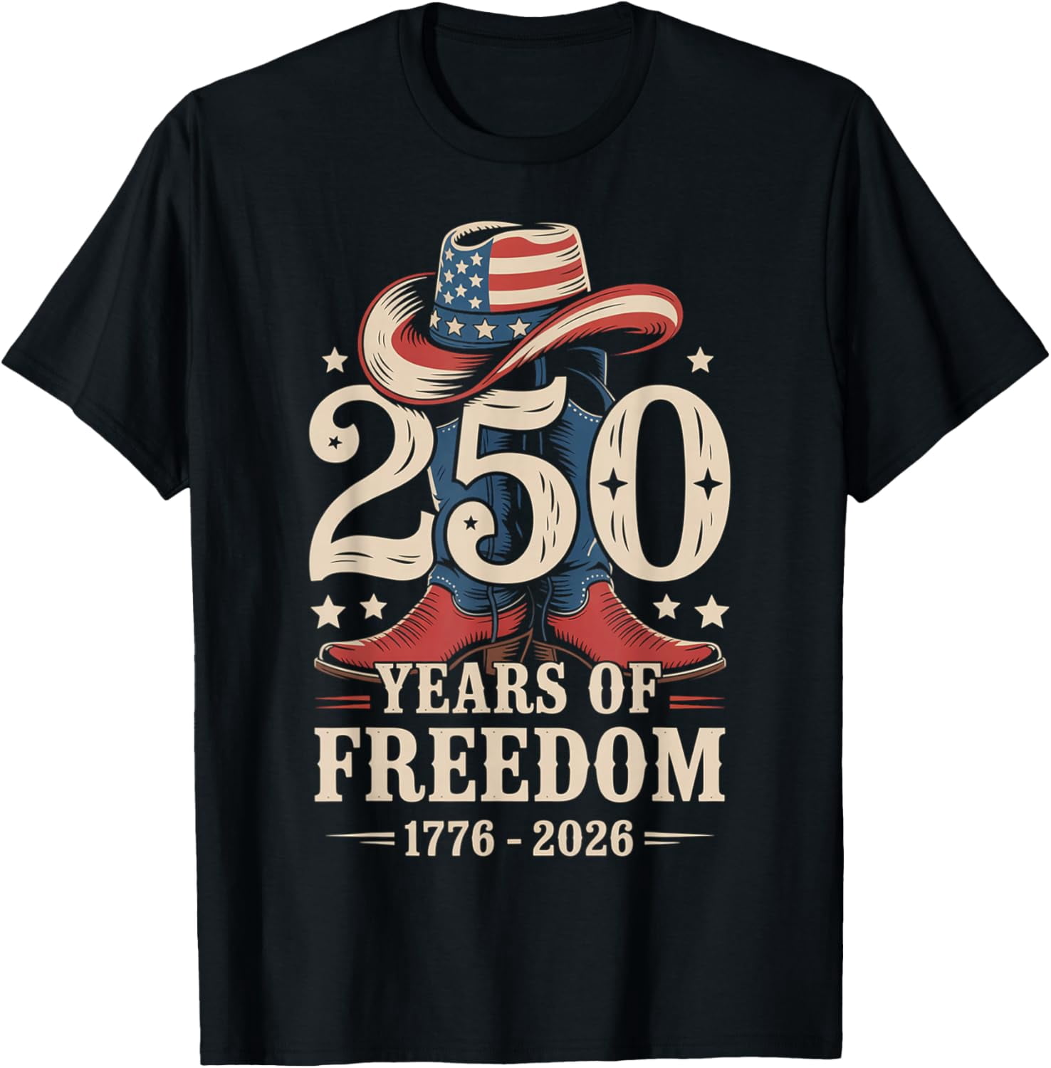 Cow 250 Years Freedom American Flag Boots Texas USA T-Shirt - Walmart.com