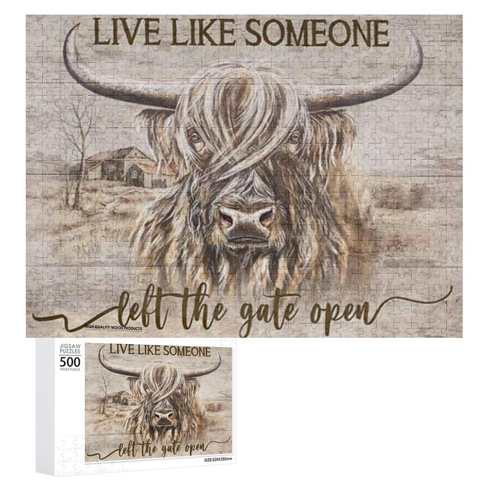 Cow 500 Piece Jigsaw Puzzles for Adults - Live Like Someone Left The ...