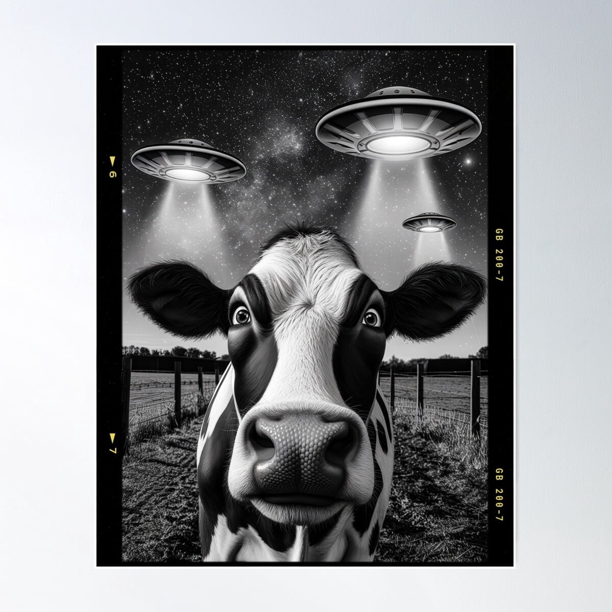 Cow Aliens Invasion Selfie Poster Wall Art, Modern Wall Decor For ...